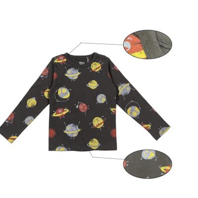 China 160g Black Long Sleeve O-Neck 100% Cotton Jersey Boys T-Shirt Ages 2-10 for sale