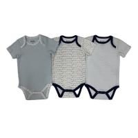 China Button Closure Summer Baby Short Sleeve Cotton Kids Suit 3 Pcs Newborn Cloths OEM Custom for sale