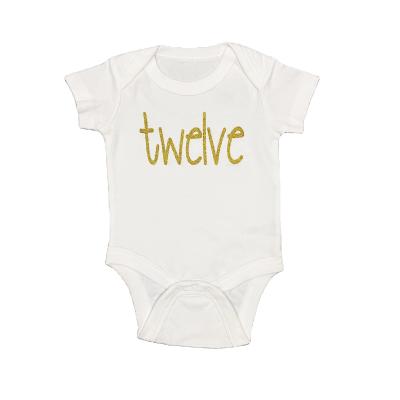 China 100% Cotton Baby Rompers Glitter Printing Bodysuit 0-12 Months Summer Short Sleeve Snap Fastener OEM for sale