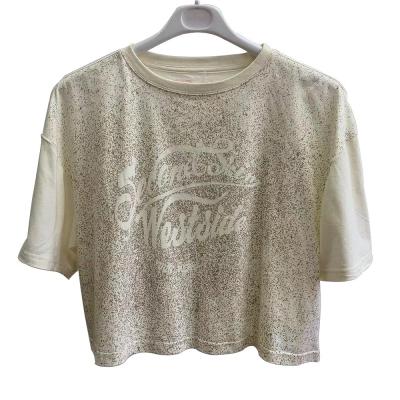 China 160gsm O Neck Slim Crop Top Girls T Shirt for Kids Summer 100% Cotton Ages 6-16 for sale