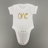 China 100% Cotton Baby Rompers Glitter Printing Bodysuit 0-12 Months Summer Short Sleeve Snap Fastener OEM for sale