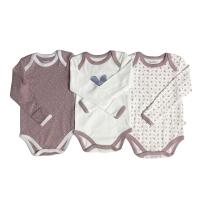 China Newborn Girls Romper 100% Organic Cotton Bodysuit Custom Color OEM for 0-36 Months for sale