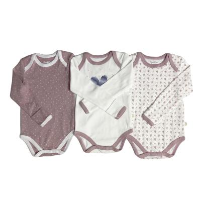 China Newborn Girls Romper 100% Organic Cotton Bodysuit Custom Color OEM for 0-36 Months for sale