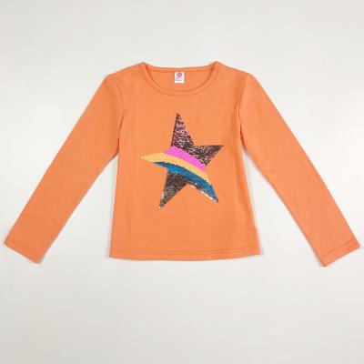 China Girls Long Sleeve T-Shirt with Reversible Sequin Print Cotton Polyester Ages 3-10 for sale
