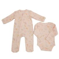 China Customized Baby Romper Bodysuit 100% Cotton Long Sleeves Zipper Closure 0-24 Months for sale