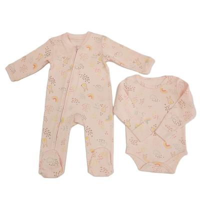China Customized Baby Romper Bodysuit 100% Cotton Long Sleeves Zipper Closure 0-24 Months for sale