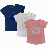 China 100% Cotton Girls Beaded Embroidered Short Sleeve T-Shirt 150 GSM Summer Slub Jersey for sale