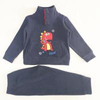 China Kids Trendy Spring Clothing Set Cartoon Pattern O Neck Button Polar Fleece Anti Pilling for sale