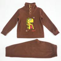 China Kids Trendy Spring Clothing Set Cartoon Pattern O Neck Button Polar Fleece Anti Pilling for sale