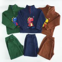 China Kids Trendy Spring Clothing Set Cartoon Pattern O Neck Button Polar Fleece Anti Pilling for sale