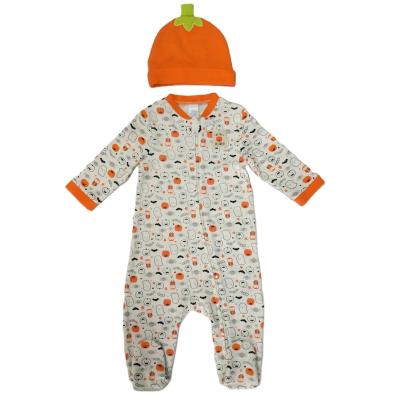China Winter Baby Footies Romper 100% Cotton Zipper Closure Custom Size 0-36 Months for sale