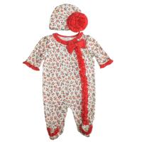China Winter Baby Footies Romper 100% Cotton Zipper Closure Custom Size 0-36 Months for sale