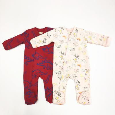 China Newborn Baby Bodysuit Romper 60% Cotton 40% Polyester Zipper Closure Printing Pattern 0-24 Months for sale