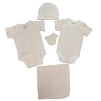 China 100% Cotton Striped Short Sleeve Baby Girl Romper Gift Set 5pcs 3-9 Months OEM for sale