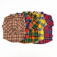 China Kids Plaid Cotton Shirt with Turn-down Collar Cartoon Pattern for Ages 3-10 for sale