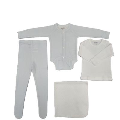 China 100% Cotton Newborn Baby Clothing Gift Set 5-Piece Bodysuit Blanket Hat 3-9 Months for sale