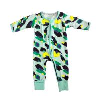 China Baby Romper Onesie with Zipper Closure 95% Cotton 5% Elastane Full Print for 3-36 Months for sale