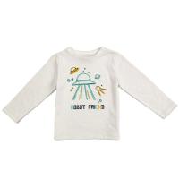 China O Neck Long Sleeve Baby T Shirt 60 Cotton 40 Polyester Cartoon Print Kids Clothing OEM for sale