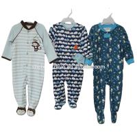 China Knitted Unisex Baby Footie Romper 100% Combed Cotton 180gsm with Animal Patch Embroidery Snap or Zipper Opening for sale