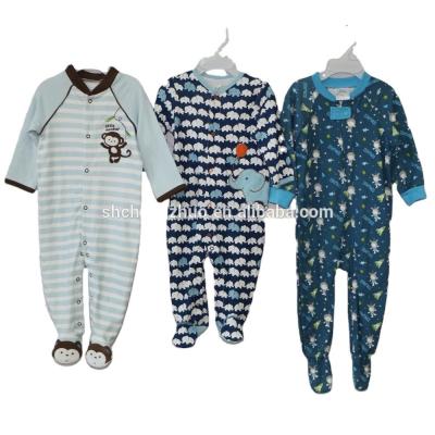 China Knitted Unisex Baby Footie Romper 100% Combed Cotton 180gsm with Animal Patch Embroidery Snap or Zipper Opening for sale