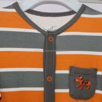 China Knitted Unisex Baby Footie Romper 100% Combed Cotton 180gsm with Animal Patch Embroidery Snap or Zipper Opening for sale
