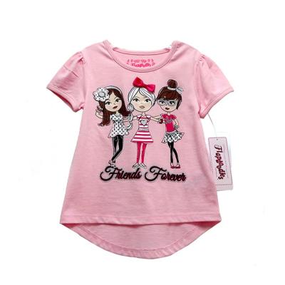 China Organic Cotton Baby Girl Tshirt Anti-Shrink Print Embroidery O Neck Summer Tops 0-24 Months for sale