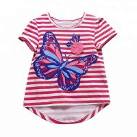 China Organic Cotton Baby Girl Tshirt Anti-Shrink Print Embroidery O Neck Summer Tops 0-24 Months for sale