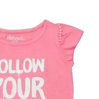 China 100% Cotton Baby Girl T-Shirts O-Neck Print Pattern Tops for Newborns 0-24 Months Summer for sale