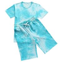 China 100% Cotton Kids Tie Dye Summer Clothing Set Custom Logo Sizes 2Y-12Y for sale