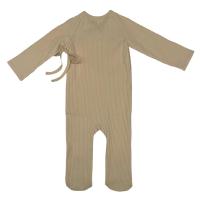 China 100% Cotton Baby Romper with Zip Closure Long Sleeve Summer Unisex Green Yellow for sale