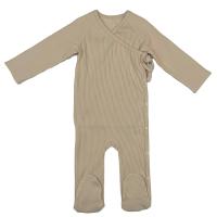 China 100% Cotton Baby Romper with Zip Closure Long Sleeve Summer Unisex Green Yellow for sale