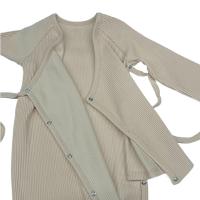 China 100% Cotton Baby Romper with Zip Closure Long Sleeve Summer Unisex Green Yellow for sale