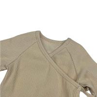 China 100% Cotton Baby Romper with Zip Closure Long Sleeve Summer Unisex Green Yellow for sale