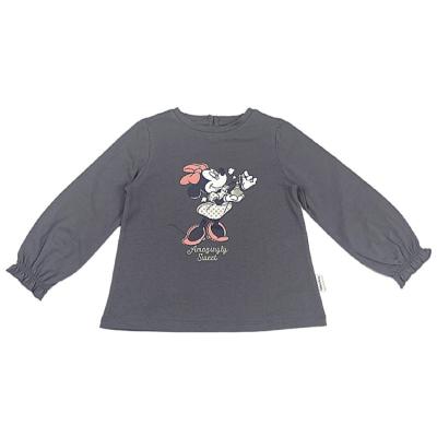 China 100% Cotton Baby Girl T-Shirt Custom Cartoon Print O-Neck Long Sleeve Sizes 3M-10Y for sale