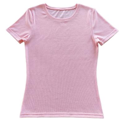 China Custom Women's Rib T-Shirt 95% Cotton 5% Spandex Short Sleeve Soft Hand Feel OEM for sale