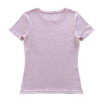 China Custom 95% Cotton 5% Spandex Rib Women's T-Shirt Solid Pattern OEM Sizes S-2XL for sale
