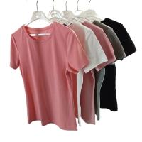 China Custom 95% Cotton 5% Spandex Rib Women's T-Shirt Solid Pattern OEM Sizes S-2XL for sale
