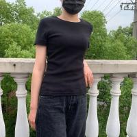 China Plain Dyed Cotton Spandex 2*2 Rib Women's T-shirts with Modern and Basic Style Design for sale