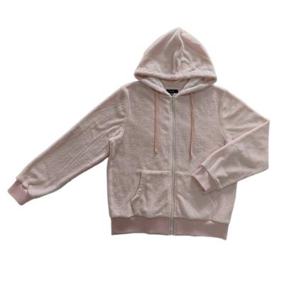 China Custom Women Hoodie 100% Polyester Coral Velvet Windproof Warm Sweatshirt Front Zipper S-2XL for sale
