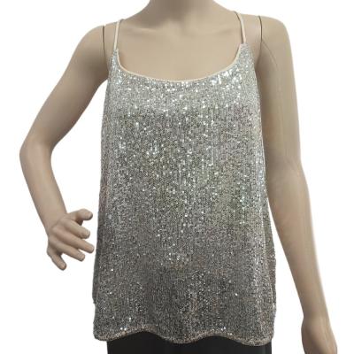 China Women's Sequin Tank Top 97% Polyester 3% Spandex Casual Fashion Top S-2XL OEM for sale