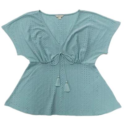 China Breathable Women's Chiffon Fringe T-Shirt 94% Polyester 6% Spandex Knit Figured Cloth for sale