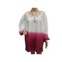 China Plus Size Women Dip Dye Blouse 65% Viscose 35% Polyester Woven Shirt OEM Custom S-2XL for sale