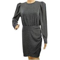 China Women's Puff Sleeve Cocktail Dress Shiny Metallic Thread 85% Nylon 11% Metallic 4% Elastane S-2XL for sale