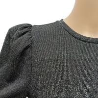 China Women's Puff Sleeve Cocktail Dress Shiny Metallic Thread 85% Nylon 11% Metallic 4% Elastane S-2XL for sale