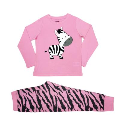 China 100% Combed Cotton Girls Sleepwear Set Soft Animal Print Spring Autumn Ages 3-11 for sale