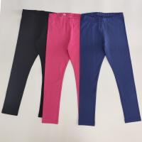 China Anti-Wrinkle Knitted Cotton Spandex Little Girl Leggings Size 100-160cm with Waistband Button for sale