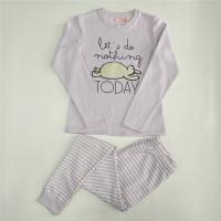 China Embroidered Purple Cotton Winter Girl Kids Pajamas Set Sizes 3Y to 10Y OEM Custom for sale