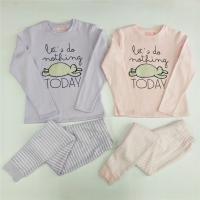 China Embroidered Purple Cotton Winter Girl Kids Pajamas Set Sizes 3Y to 10Y OEM Custom for sale