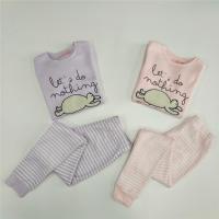 China Embroidered Purple Cotton Winter Girl Kids Pajamas Set Sizes 3Y to 10Y OEM Custom for sale
