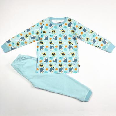 China Garment Dyed Kids Winter Pajamas Set Long Sleeve Polyester Cotton Ages 3-10 for sale